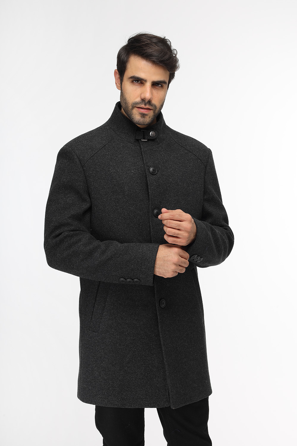 Regular Fit Coat Black - TIE HOUSE