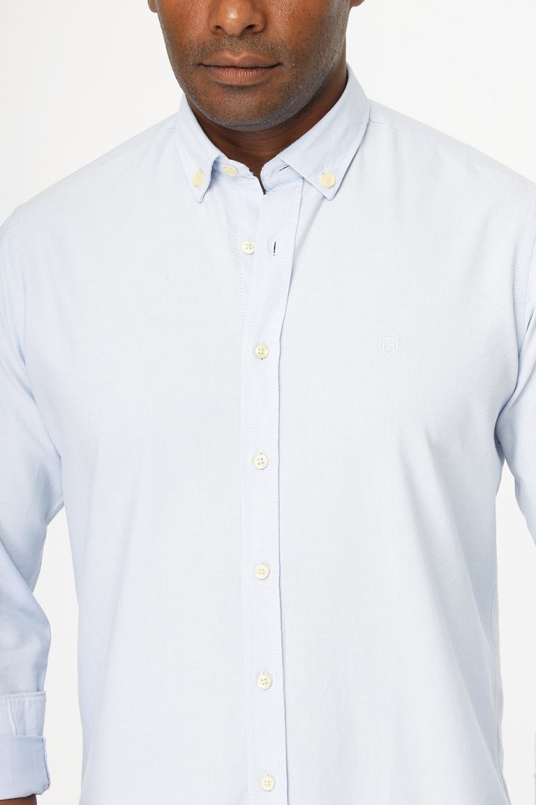 Slim Fit Shirt Oxford Light Blue 100% Cotton - TIE HOUSE